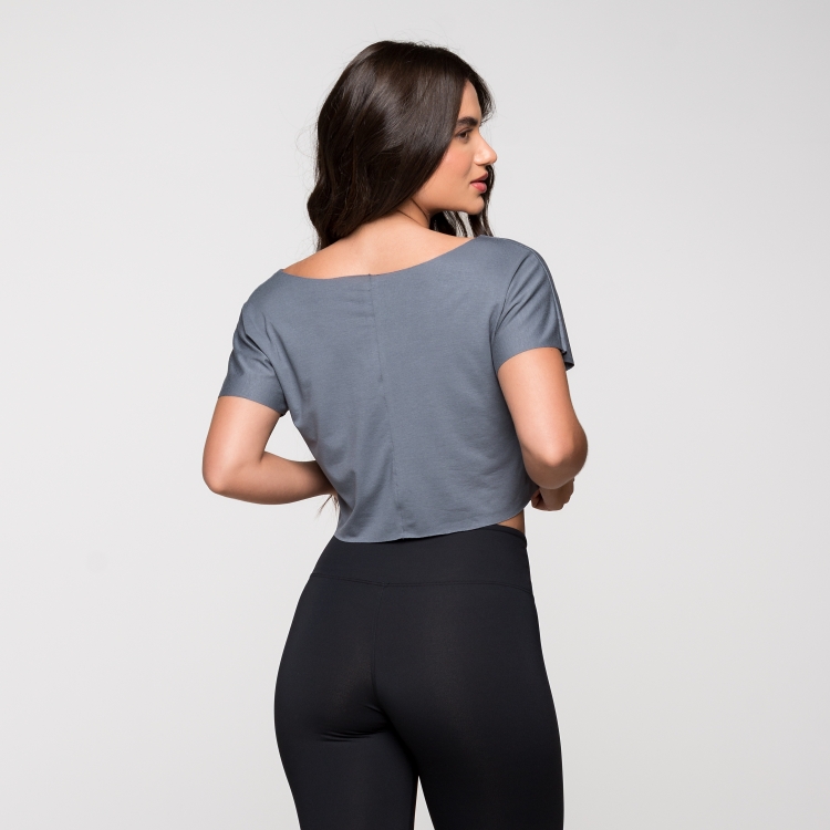 Cropped Academia Fitness Viscolycra Cinza Estampado - Lot Fitness
