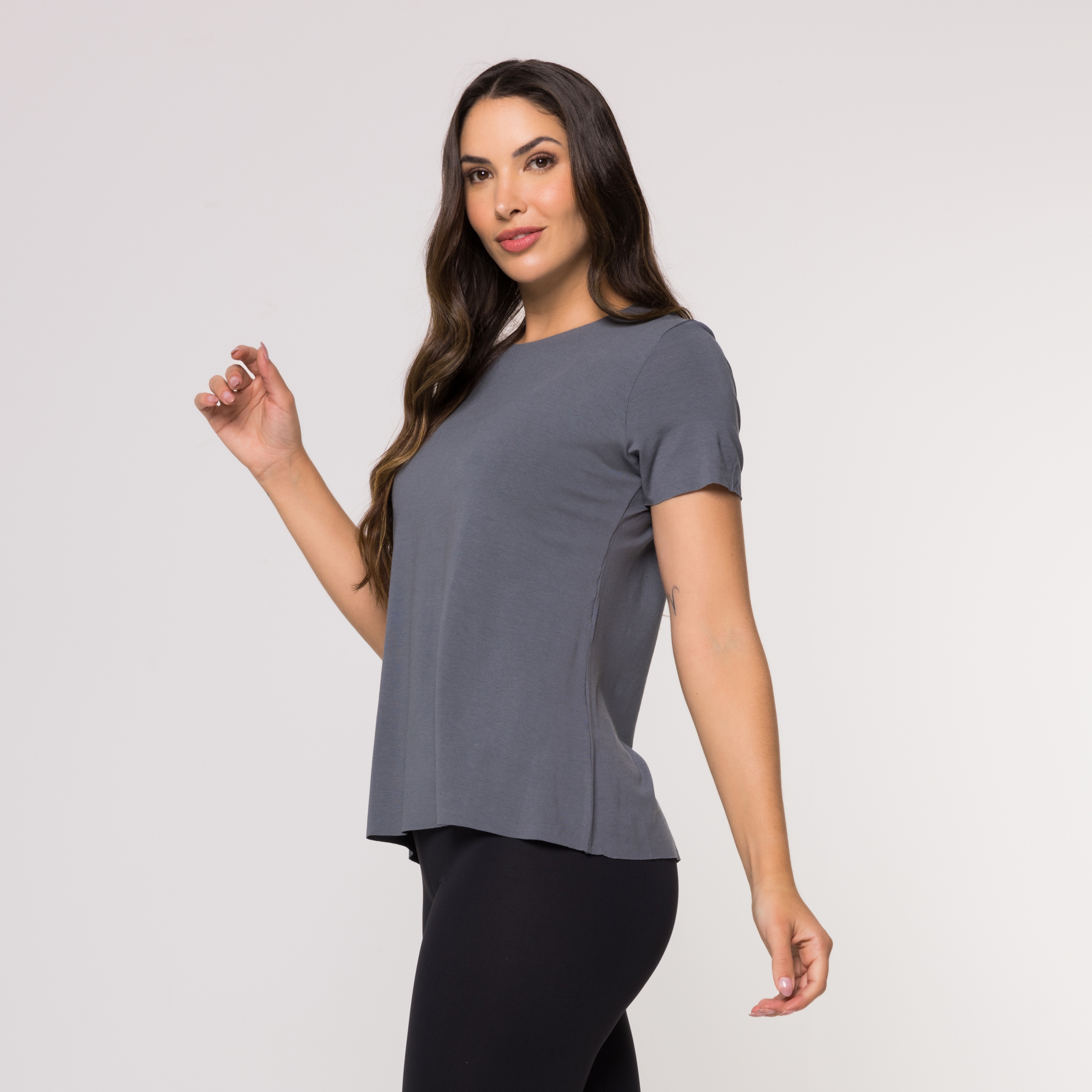 Blusa Fitness Básica Academia Viscolycra Cinza Lisa - Lot Fitness