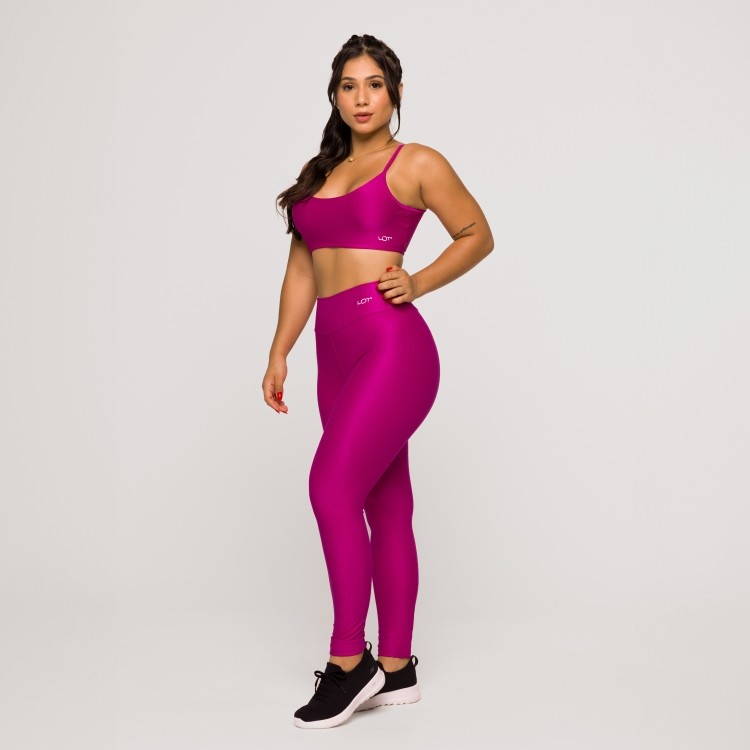Legging Fitness Feminina Academia Poliamida Texturizada Rosa - Lot Fitness