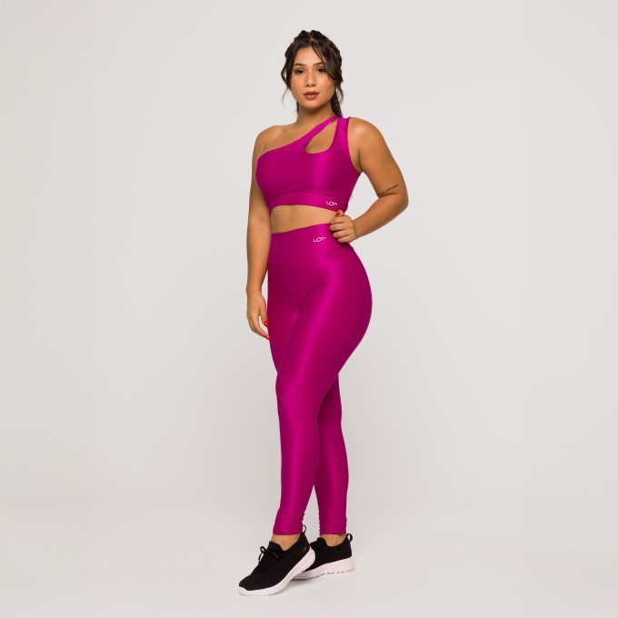 Legging Fitness Feminina Academia Poliamida Texturizada Rosa - Lot Fitness