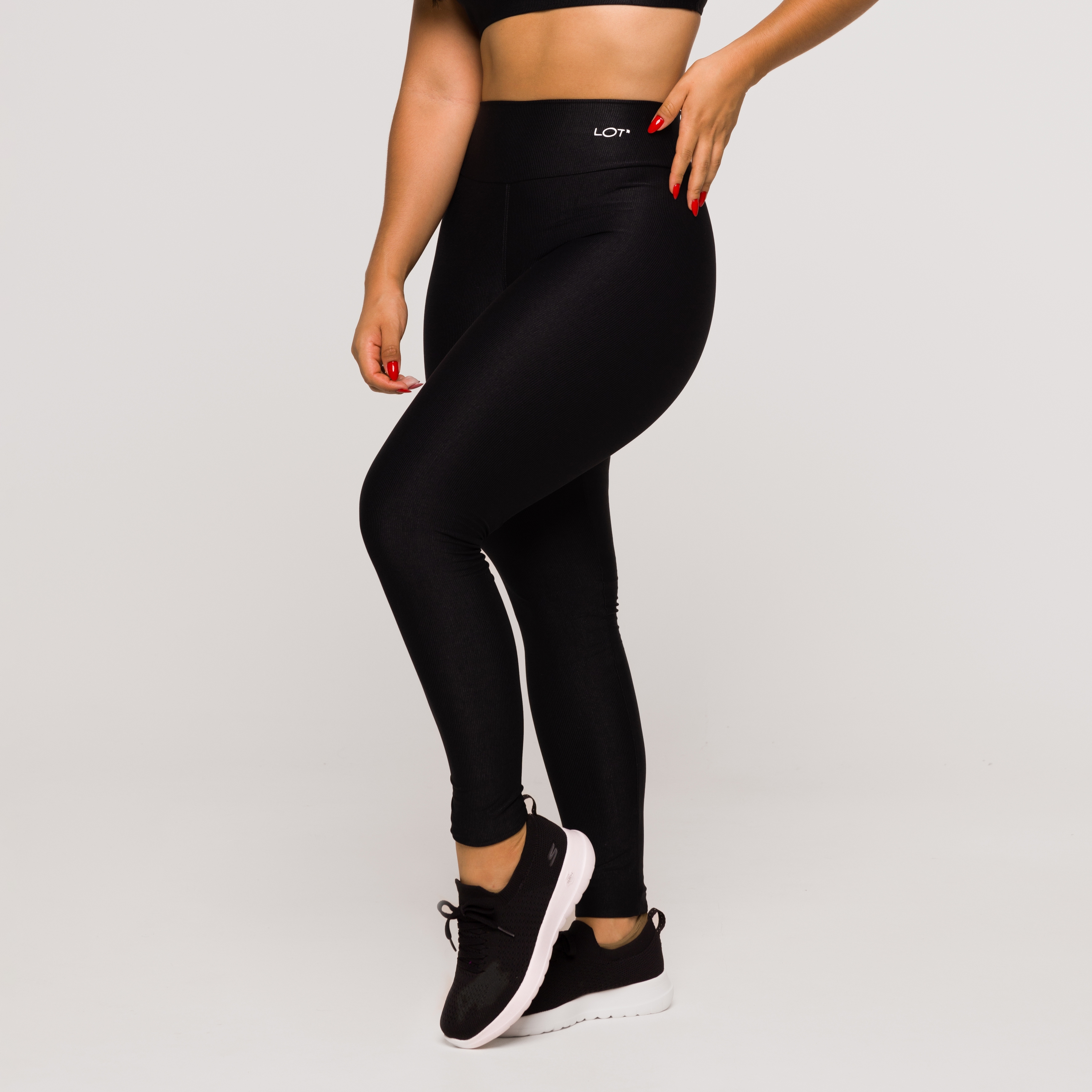 Legging Fitness Feminina Academia Poliamida Texturizada Preta - Lot Fitness