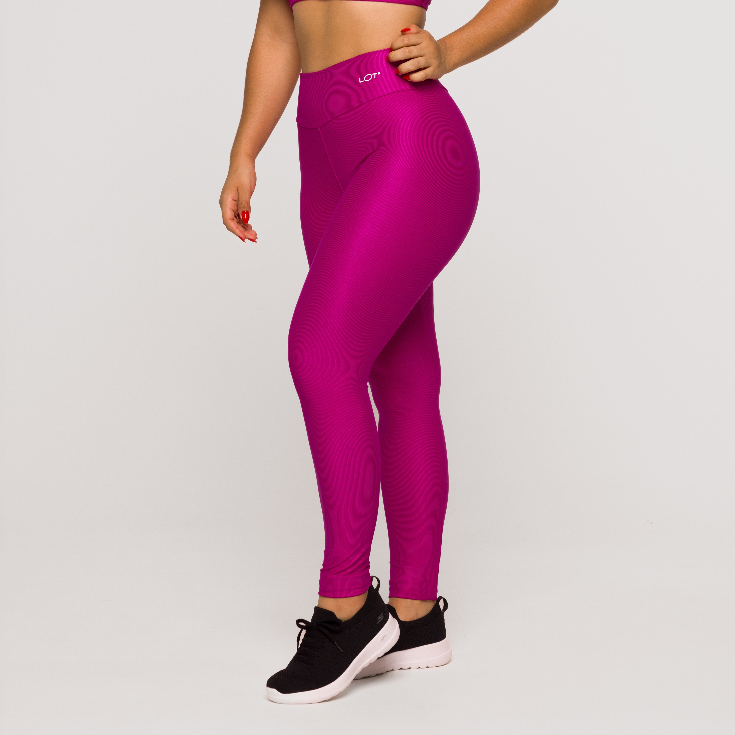 Legging Fitness Feminina Academia Poliamida Texturizada Rosa - Lot Fitness