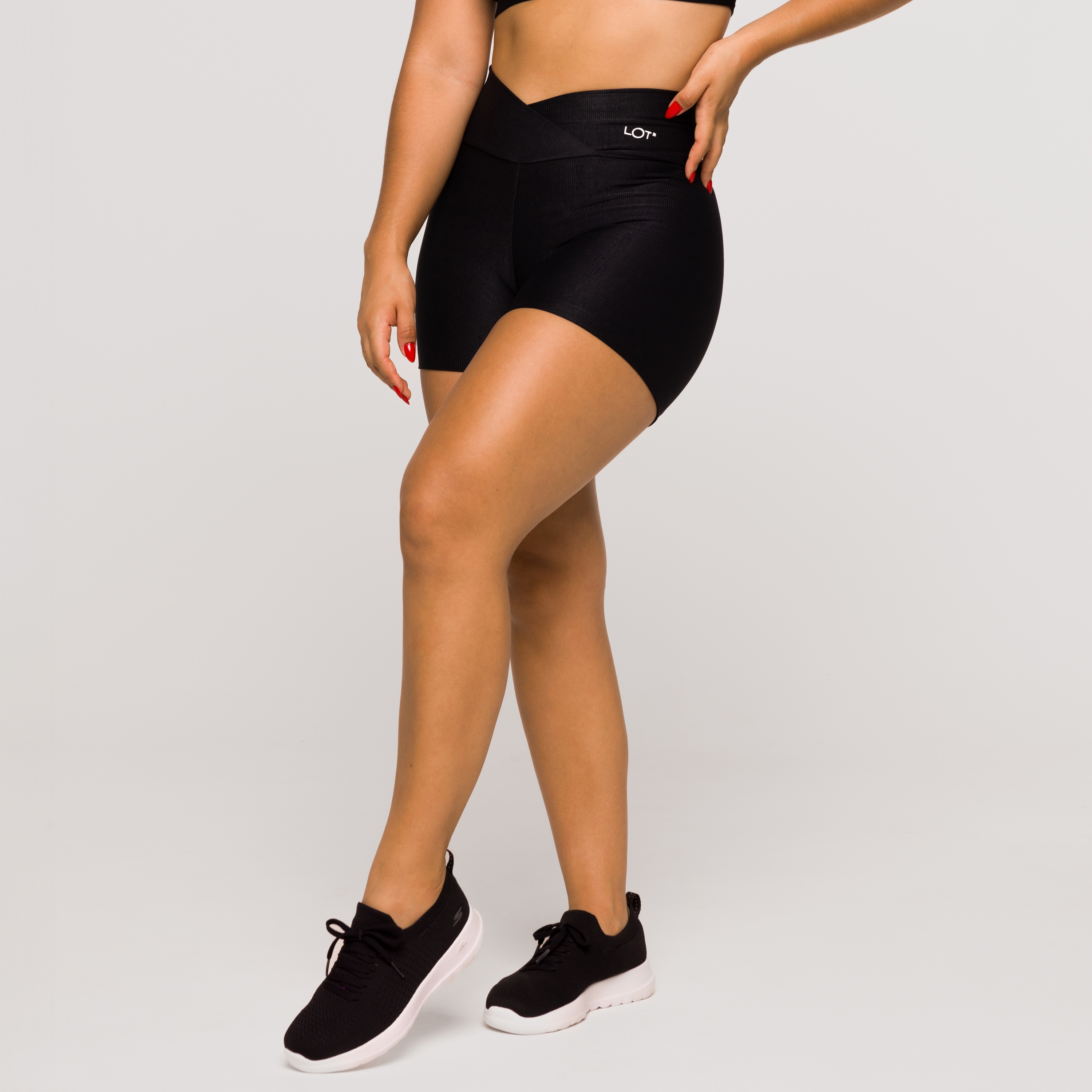 Short Fitness Feminino Academia Poliamida Preto Cós Cruzado - Lot Fitness