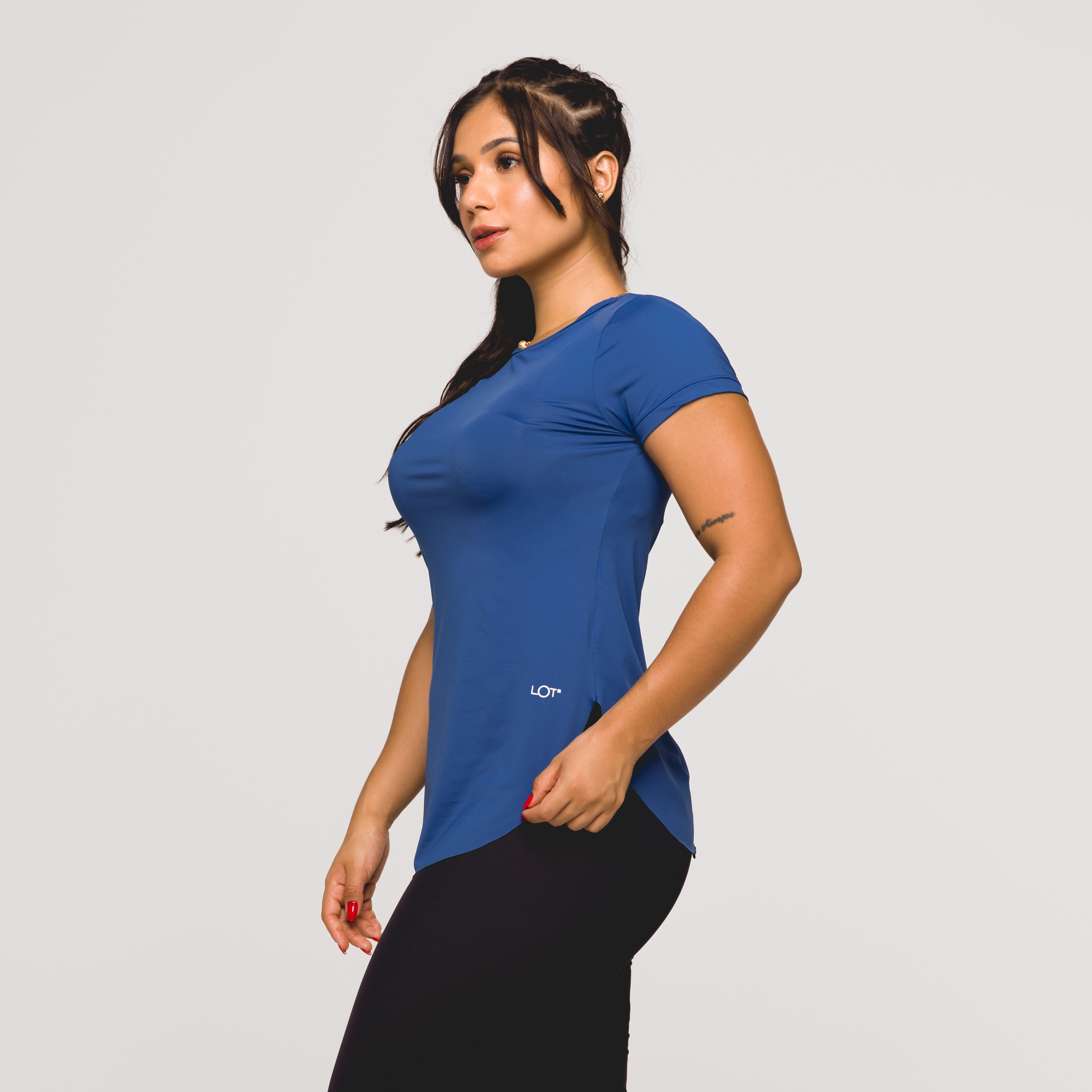 Blusa Fitness Feminina Microfibra Academia Azul Toque Gelado - Lot Fitness