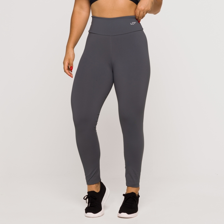 Calça Legging Fitness Poliamida Básica Cinza Chumbo - Lot Fitness