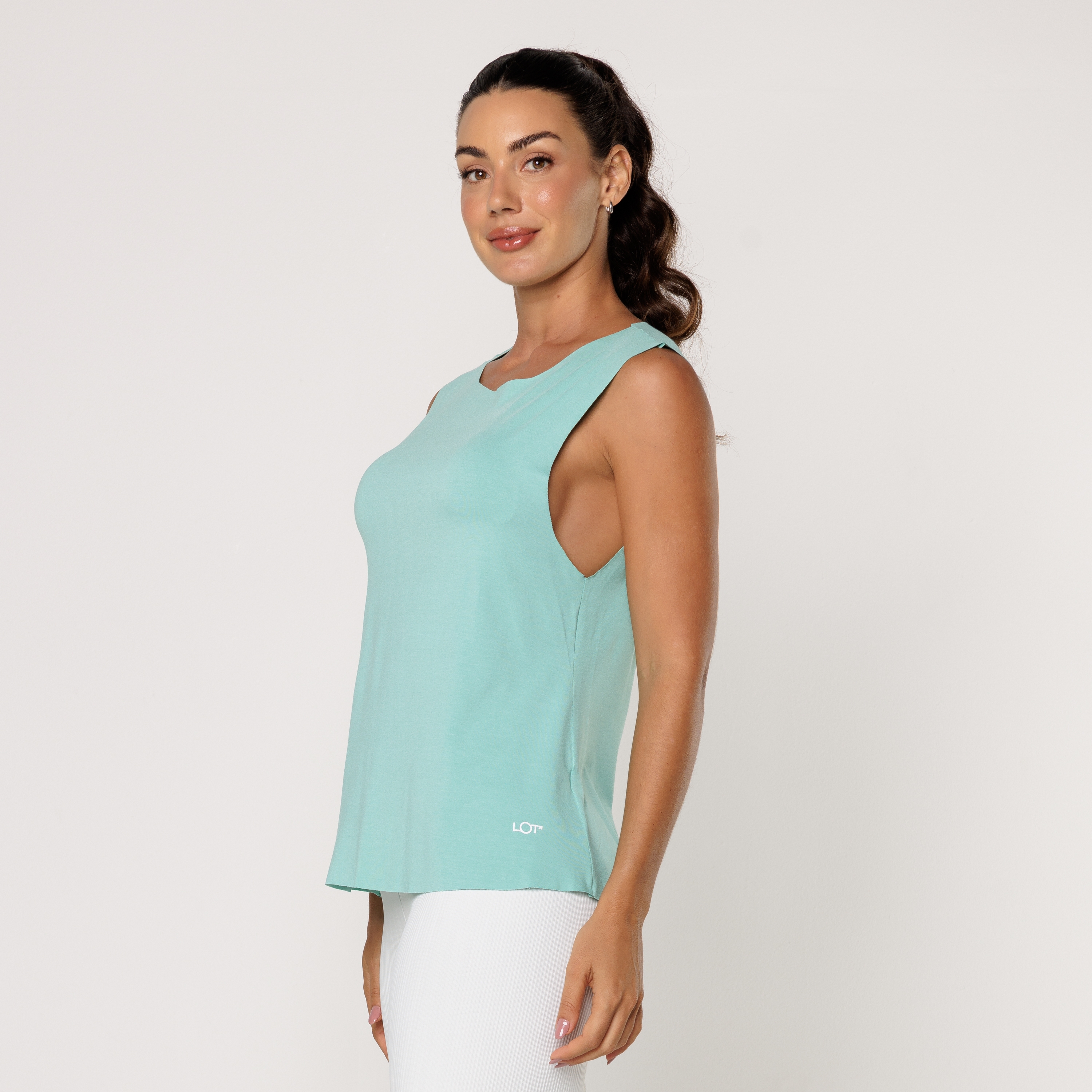 Regata Fitness Viscolycra Verde Água Básica Lisa - Lot Fitness