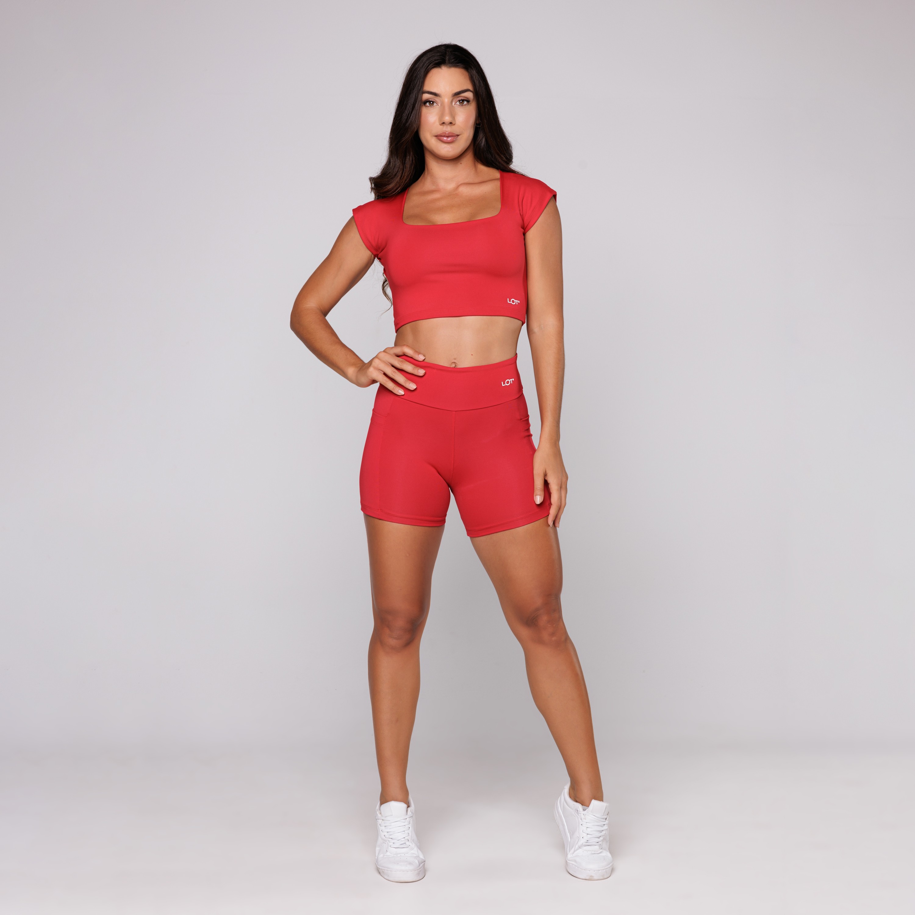 Top Poliamida Costas Aberta Decote Quadrado Scarlet Vermelho - Lot Fitness