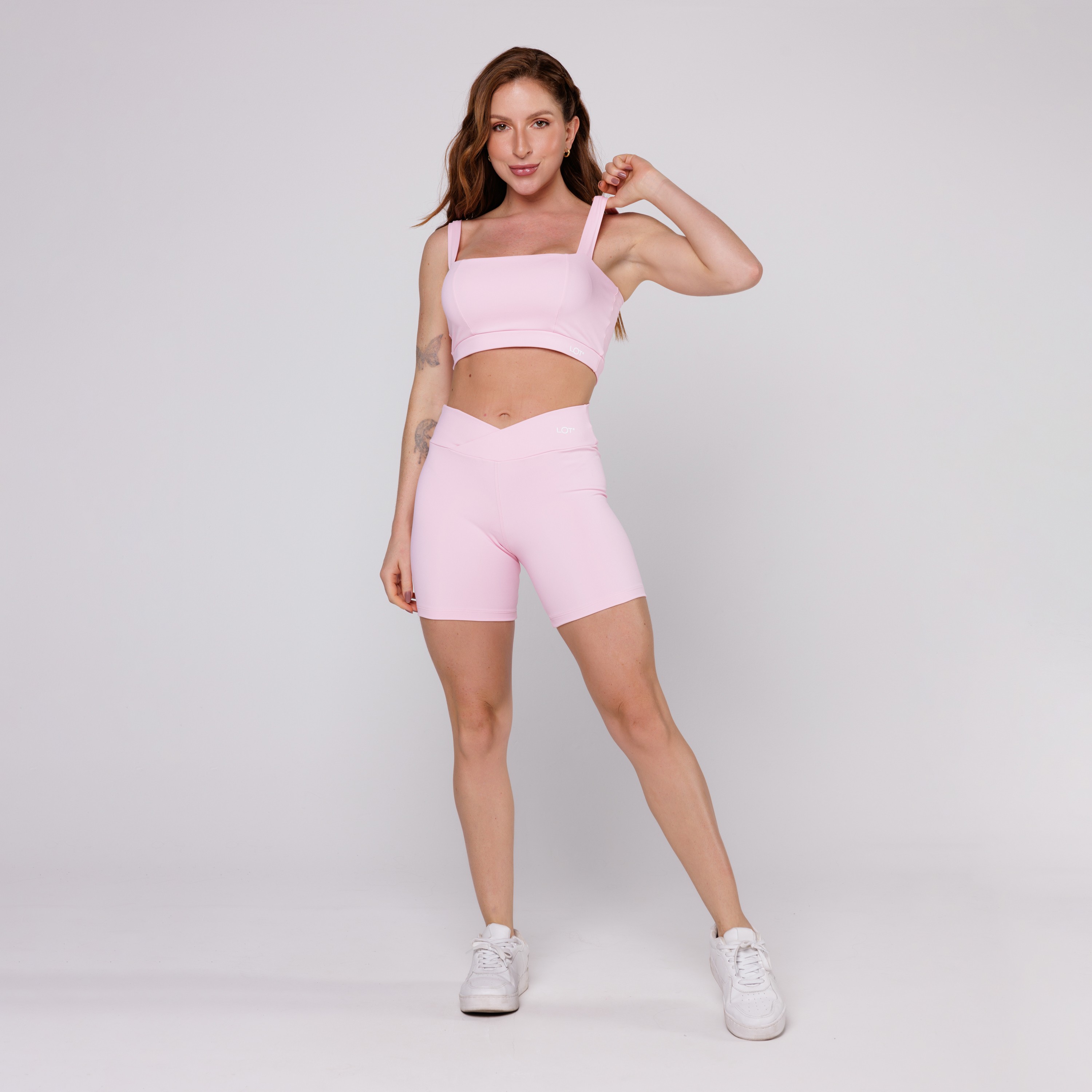 Short Cós Cruzado Suplex Poliamida Academia Feminino Rosa Bebê - Lot ...