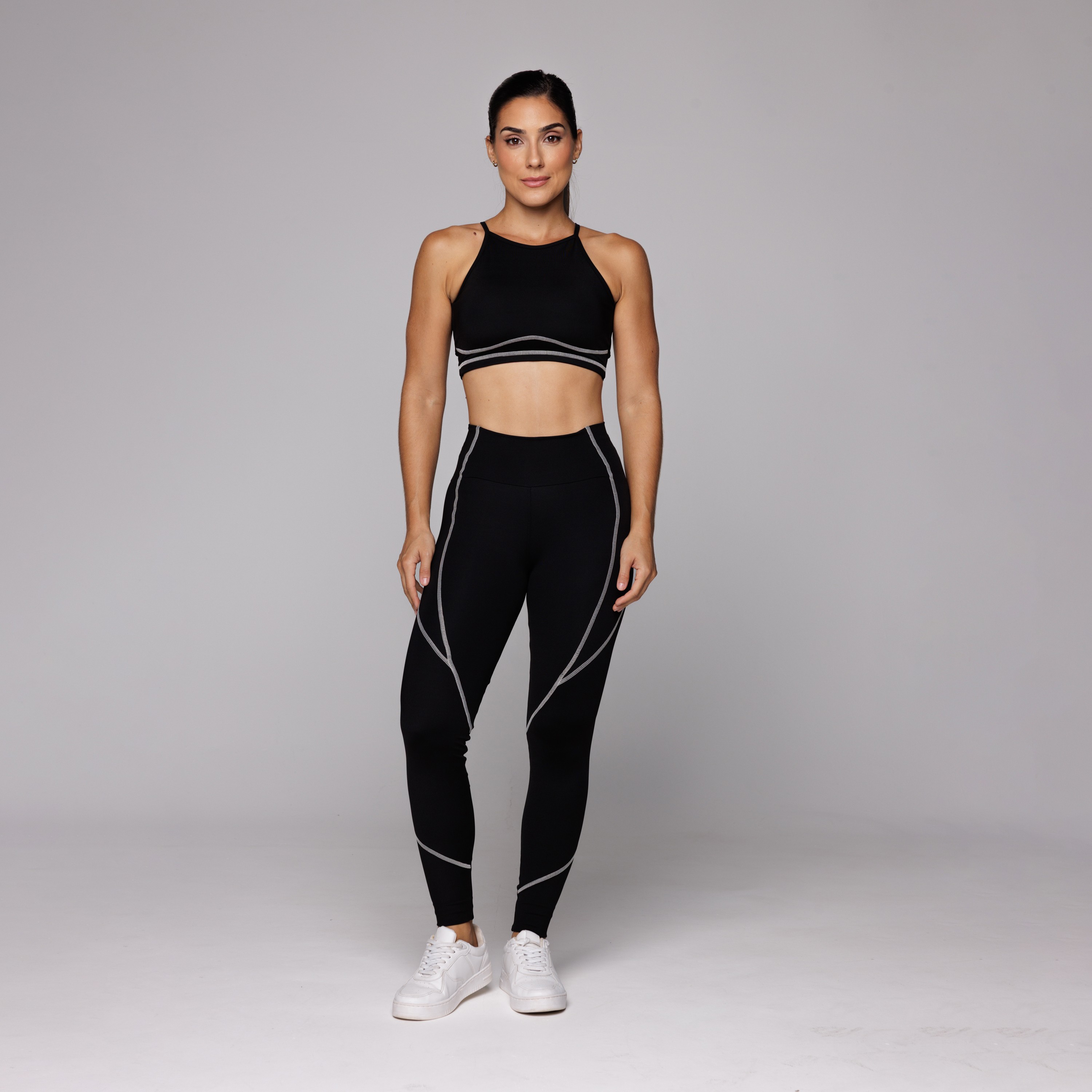 Legging Poliamida Fitness Alta Compressão Academia Preta Sense - Lot ...