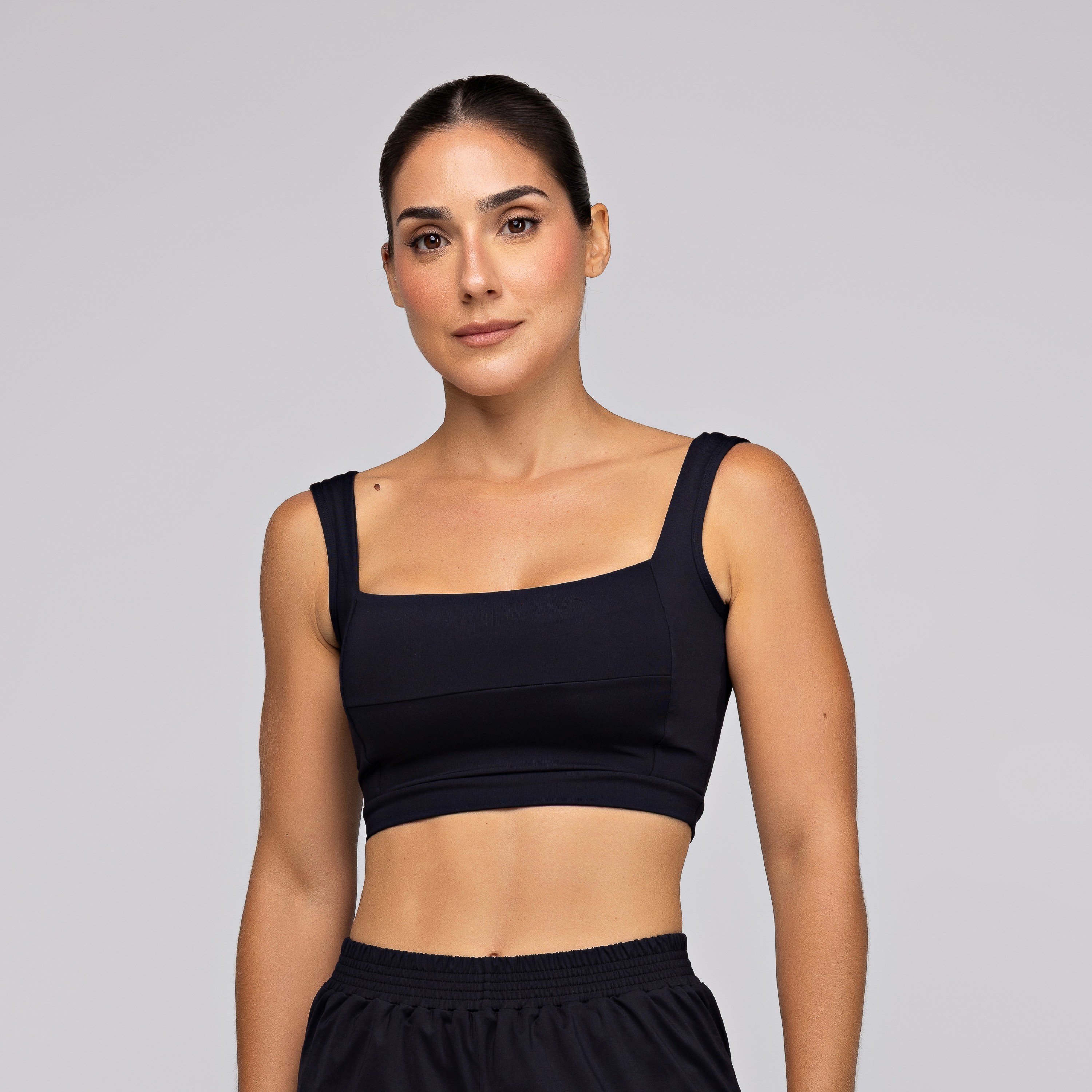 Top Poliamida Feminino Academia Fitness Alta Sustentação Preto - Lot ...